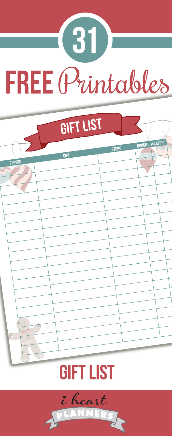 Day 26: Gift Tracker Printable - Get Organized HQ